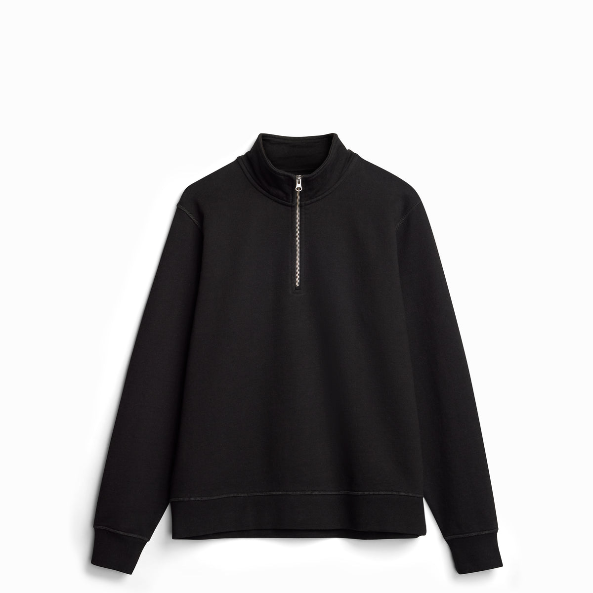 Black Ultra Heavyweight Organic French Terry Quarter Zip