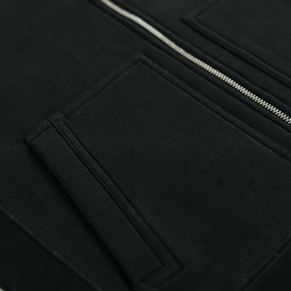 Black Heavyweight Organic Brushed Zip